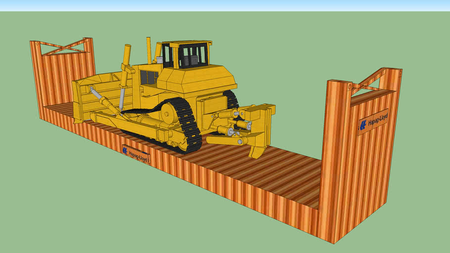 Hapag-Lyold Flat Rack Carrying Bulldozer | 3D Warehouse