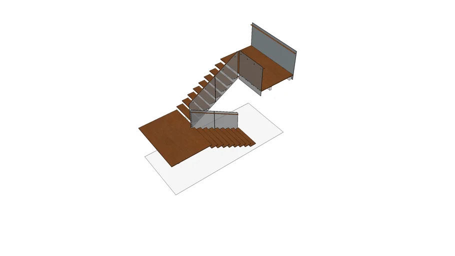 Glass Stainless Steel Timber Stair | 3D Warehouse