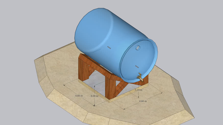 Rain water catcher - 250L Horizontal barrel | 3D Warehouse