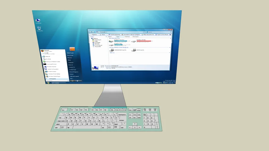 Computer in vetro touch screen 16:9 | 3D Warehouse