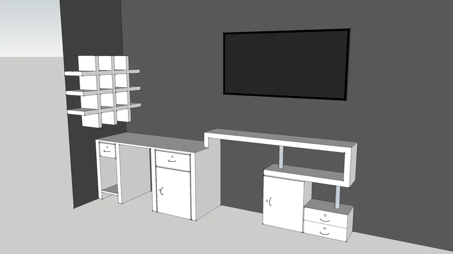 Study Table With Tv Unit 3D Model, 46% OFF