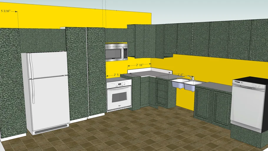 kitchen 2 walls | 3D Warehouse