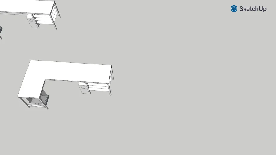 4x8 corner desk with pc rack | 3D Warehouse