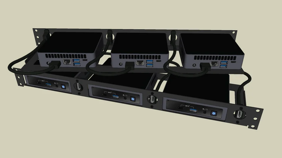 1RU Rack Shelf for 3 x Intel NUC | 3D Warehouse