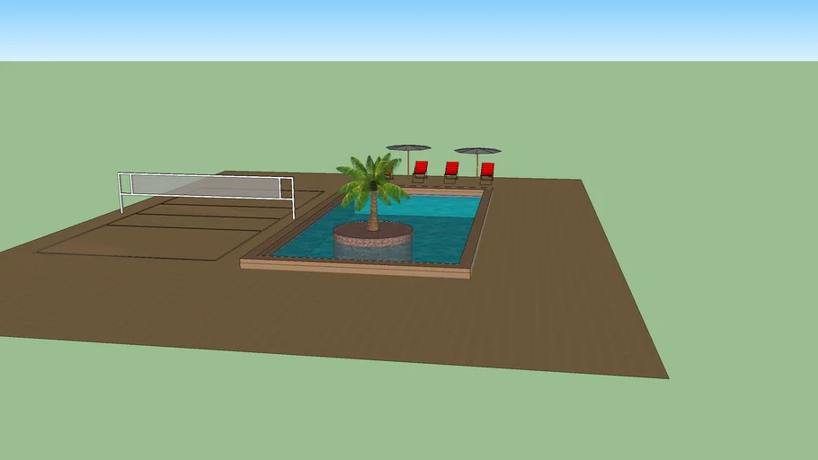 mini villa piscine beach volley | 3D Warehouse