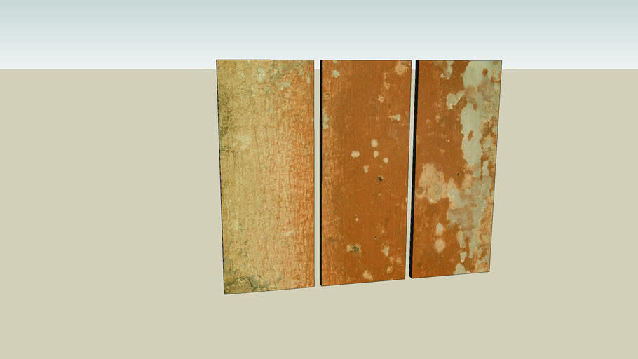 WallArt - Three Abstract Rust | 3D Warehouse