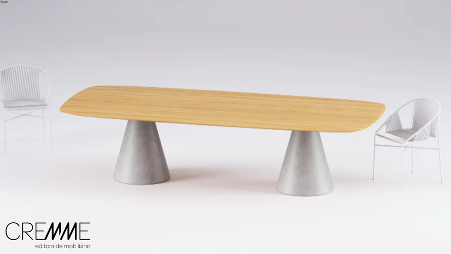 Mesa Geometric Retangular 2 bases grandes- pé concreto/madeira/marmore ...