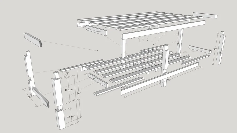 Potting Bench- Exploded View | 3D Warehouse