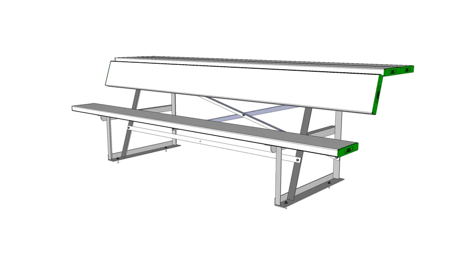 7.5 ft bench with back and shelf | 3D Warehouse