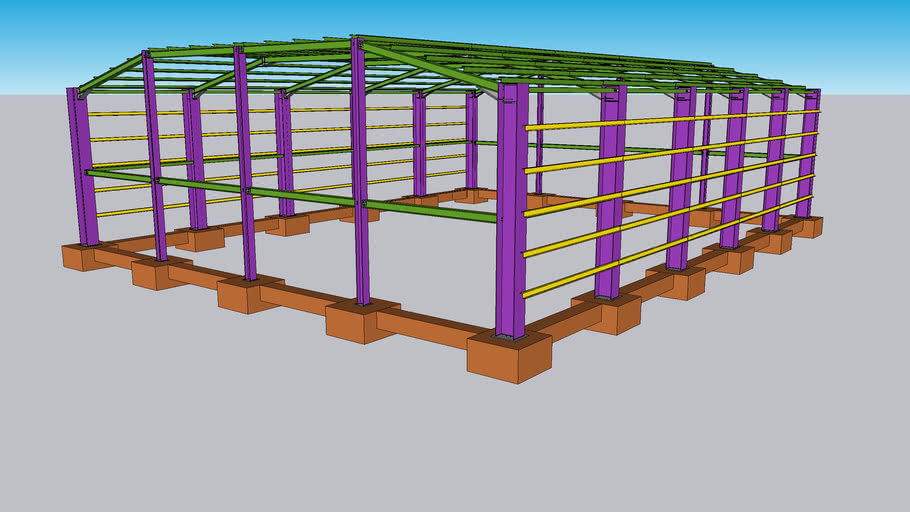 Portal Frame Flat top Factory. | 3D Warehouse