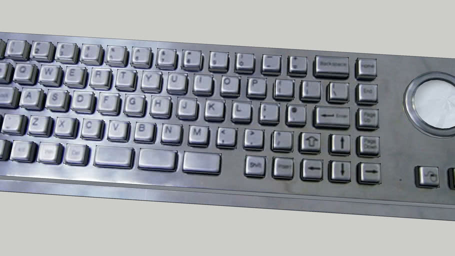 Metal Kiosk Keyboard with Integrated Trackball | 3D Warehouse