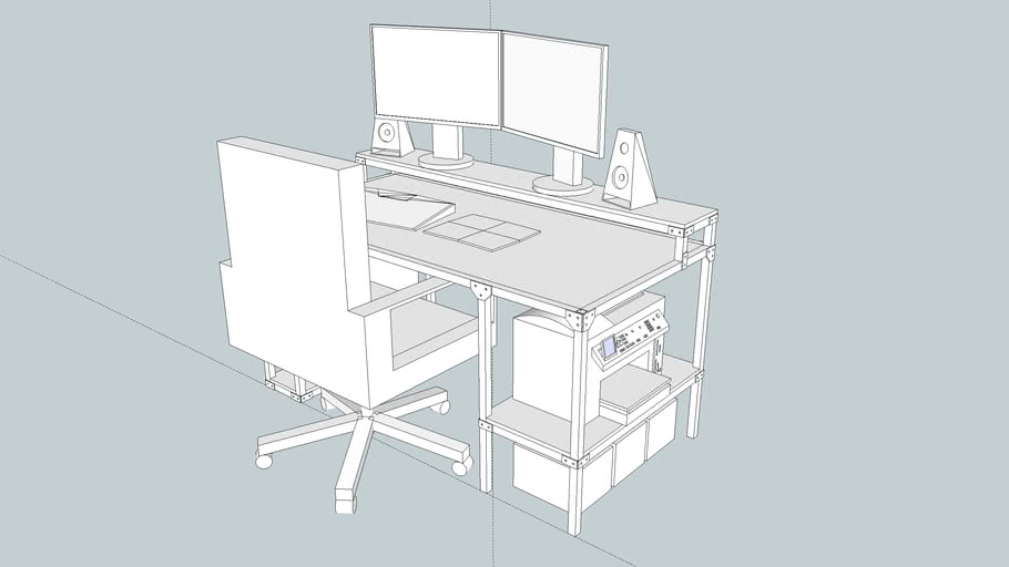 Dual / Tri monitor computer desk | 3D Warehouse