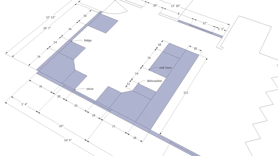 peninsula kitchen layout | 3D Warehouse