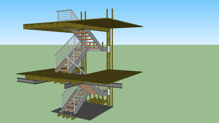 three story stair system | 3D Warehouse