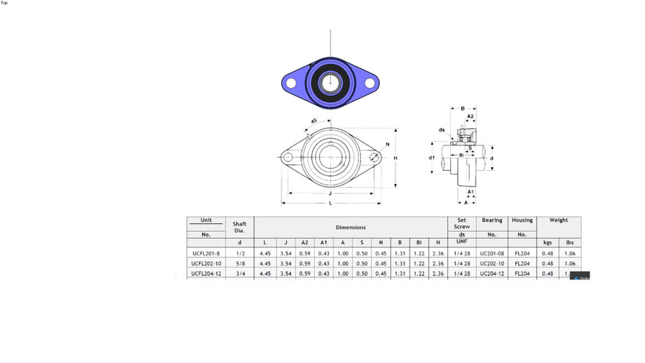 UCFL204-12 Bearing 3/4' shaft | 3D Warehouse