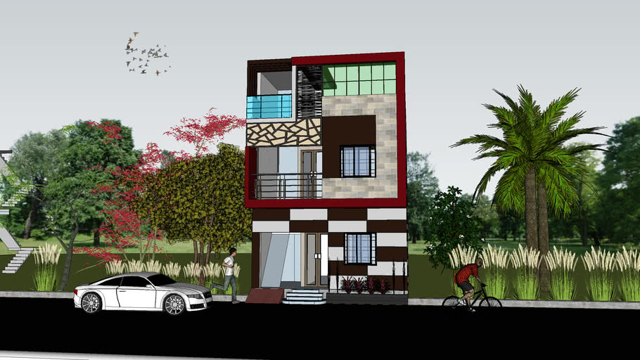 Modern G+1 Residential building Elevation | 3D Warehouse