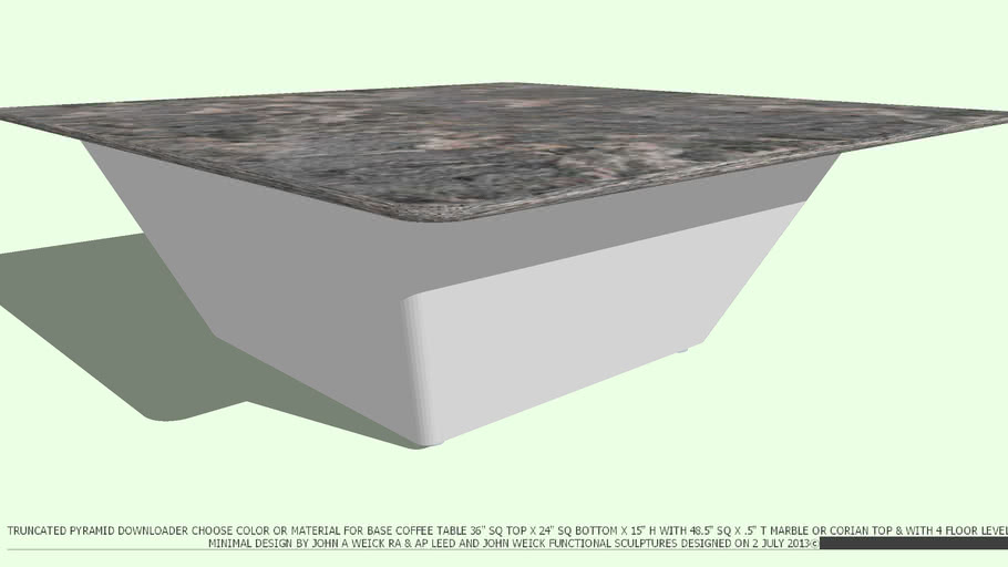 COFFEE TABLE TRUNCATED PYRAMID NO COLOR 48 MARB;E TOP BY JOHN A WEICK ...