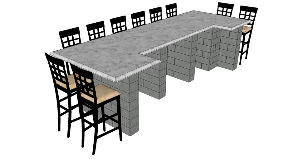 Allan Block Metro Patio Bar - 48'x144' - Gray | 3D Warehouse