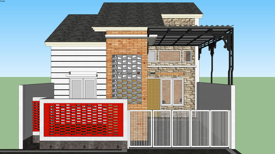 Rumah Tinggal Sederhana 1 Lantai Modul Cluster / Perumahan | 3D Warehouse