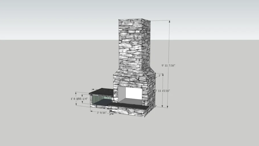 Outdoor FIreplace model by Fireside Outdoor Kitchens & Grills | 3D ...