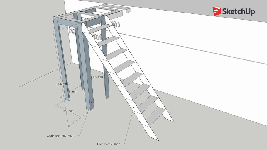 Deck Ladder for Helicopter Landing Hatch Access | 3D Warehouse