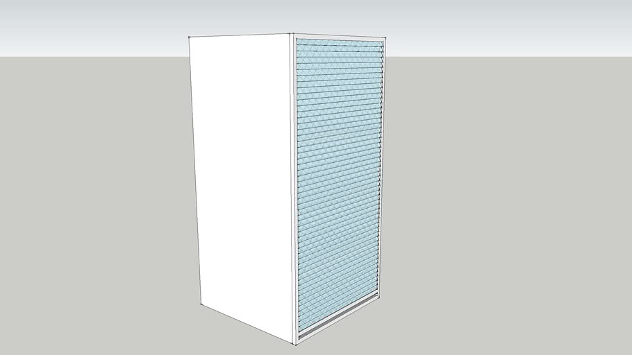 600 Tambour Unit with Transluzent Roller Glass Shutter & 4 Wooden ...