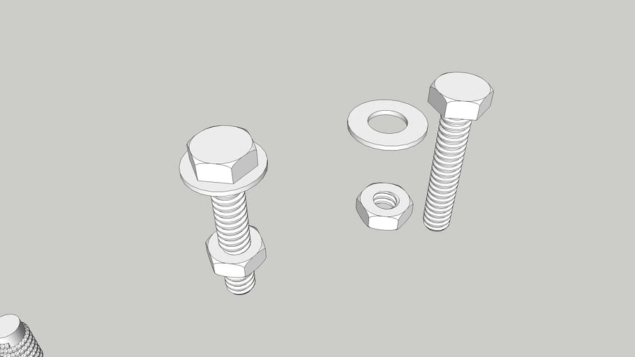 Bolt and nut (not in scale) | 3D Warehouse