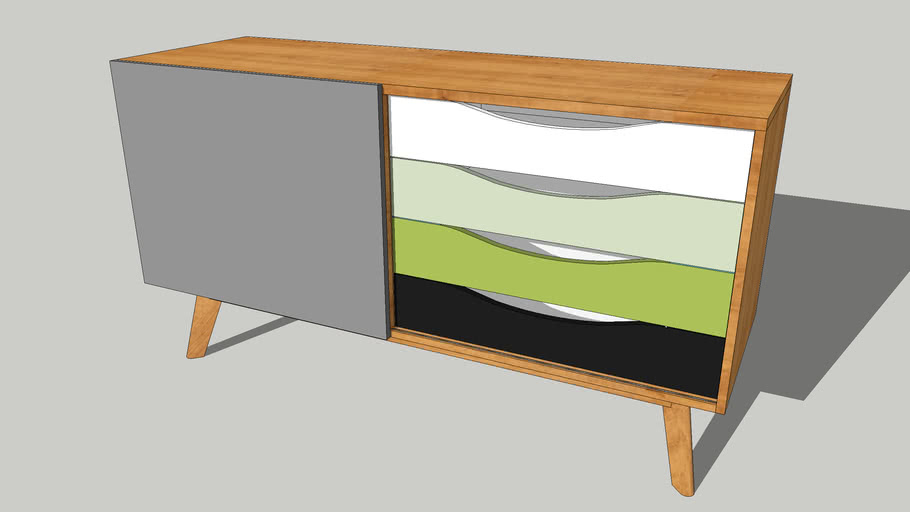 Buffet design scandinave 4 tiroirs 3 niches Woodman - AVON vert ...