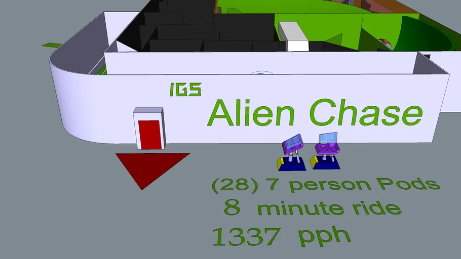 Alien Chase theme park ride in Imaginaria | 3D Warehouse