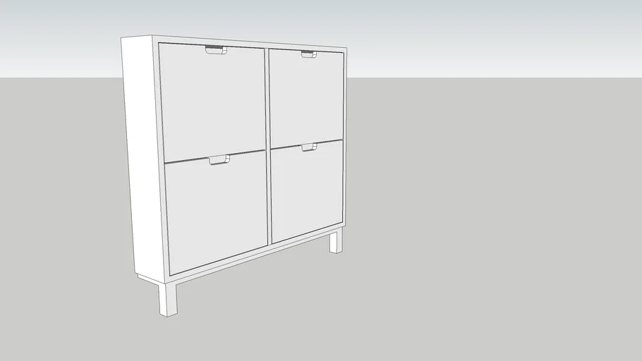 Stall Shoe Cabinet 4 Compartment (White) | 3D Warehouse