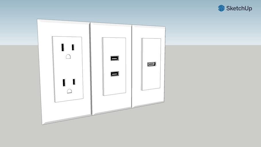wall outlet triple | 3D Warehouse