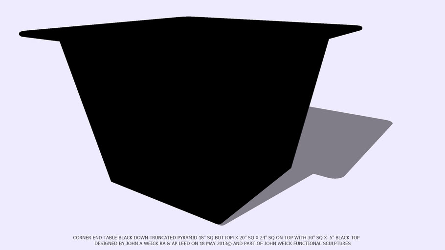 END TABLE CORNER BLACK TRUNCATED PYRAMID BLACK TOP BY JOHN A WEICK RA ...