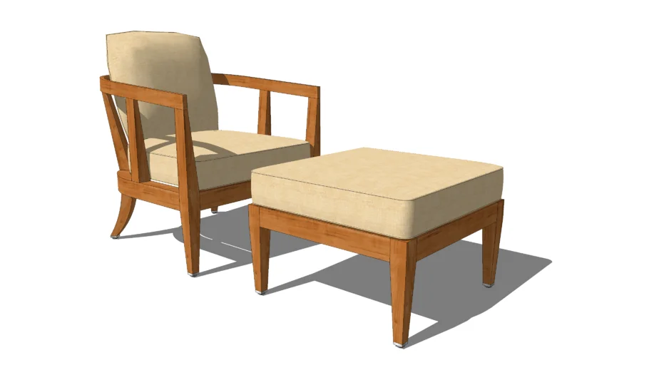 Wooden Chair & Ottoman | 3D Warehouse
