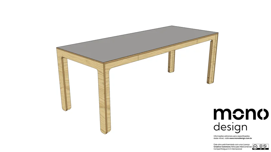 Mesa Lina aberta 2x0,80 - Mono Design | 3D Warehouse