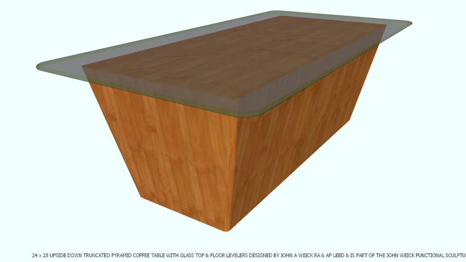 COFFEE TABLE BAMBOO TRUNCATED PYRAMID 24X48 GLASS TOP DESIGNED BY JOHN ...