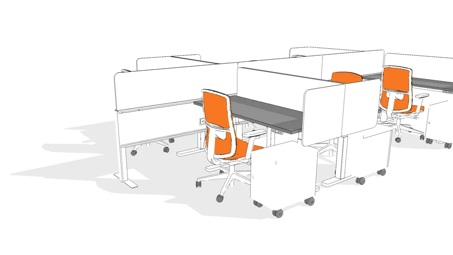 Click&Ship Workstation 07 Height-Adjustable 39h FeltBlade | 3D Warehouse