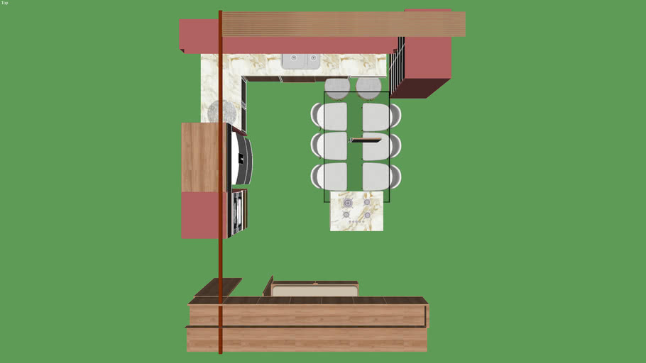 Cozinha Kitchen MDF Florapac Malta Fosco | 3D Warehouse