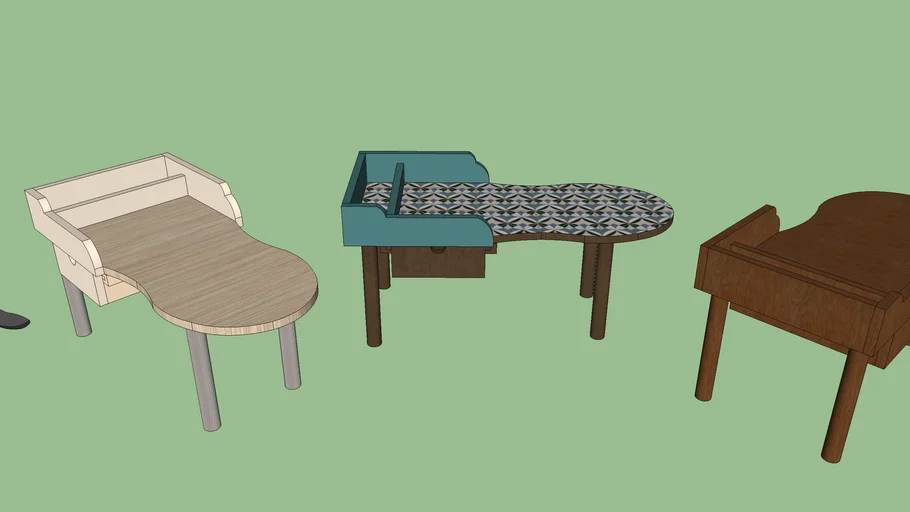 Vintage Settee table w-Drawer | 3D Warehouse