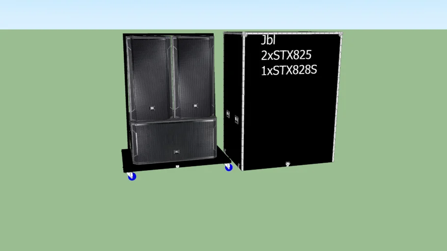Jbl STX825 and Jbl STX828S Speakers with flight case | 3D Warehouse