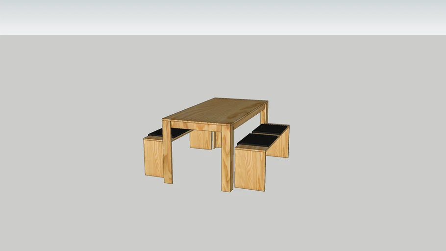 Eettafel met bankjes | 3D Warehouse