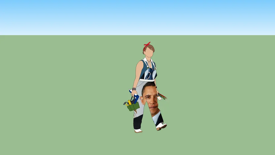 Helga .feat Obamarama print overalls | 3D Warehouse