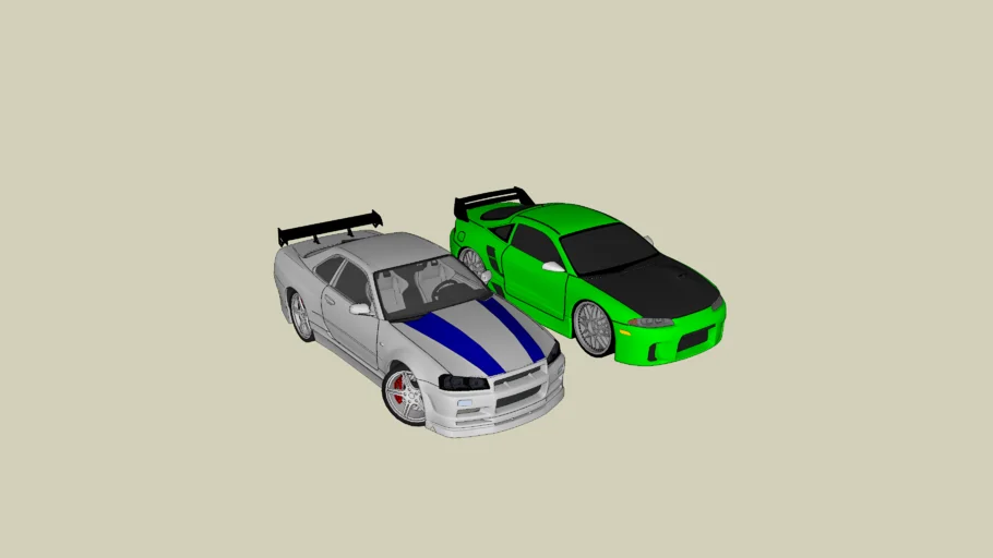 Brian Cars - Nissan Syline & Mitsubishi Eclipse - Fast and furious | 3D ...