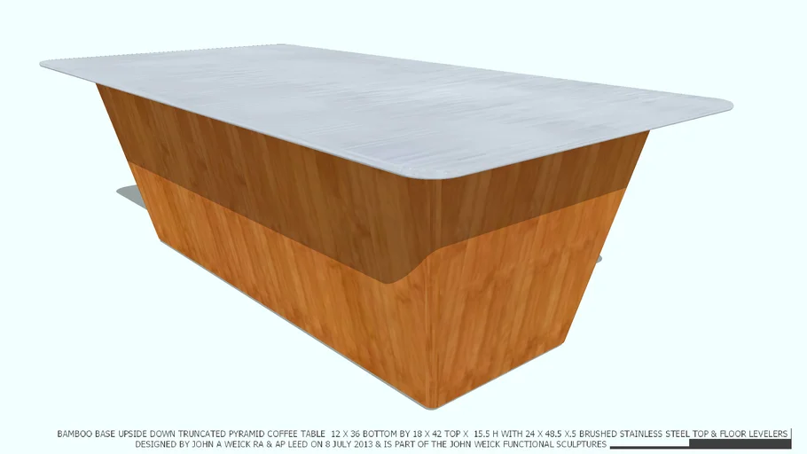 COFFEE TABLE BAMBOO TRUNCATED STST 2X4 TOP DESIGNED BY JOHN A WEICK RA ...