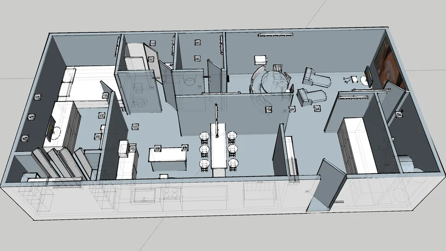 Unfinished Single Story Bungalow House 3D Floorplan | 3D Warehouse