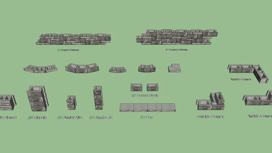 Allan Block Aztec Retaining Wall Block Collection - Gray Color | 3D ...