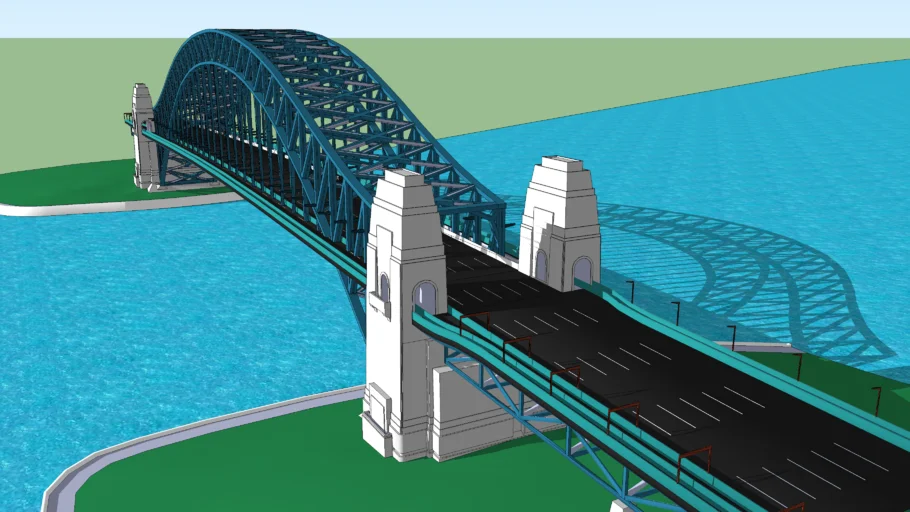 Compression arch suspended-deck bridge | 3D Warehouse