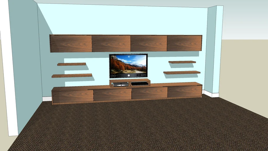 Media Wall in walnut | 3D Warehouse