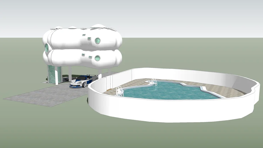 Elevated Free-Form House With Pool | 3D Warehouse
