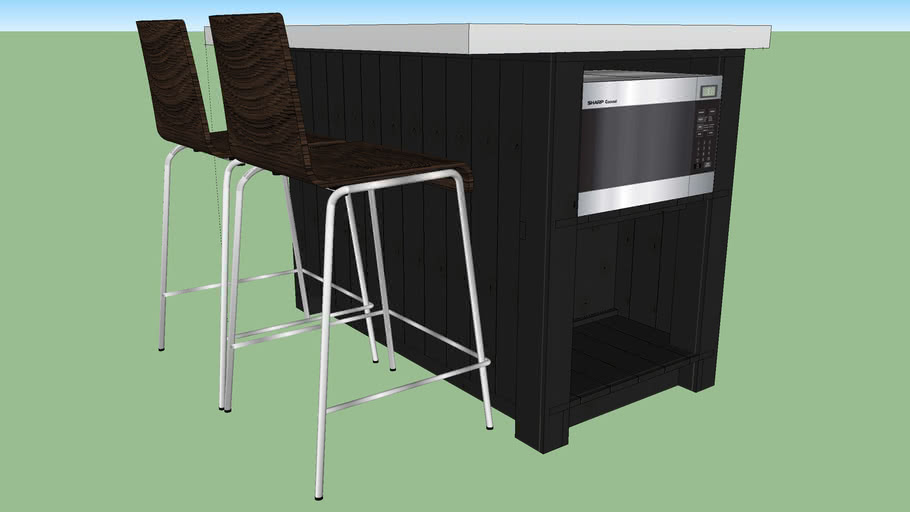 Custom Kitchen Island with Concrete Countertop | 3D Warehouse