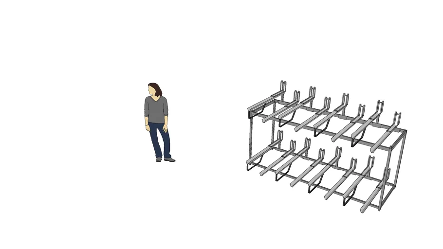 Rudy Rack 16 bike wall double decker | 3D Warehouse